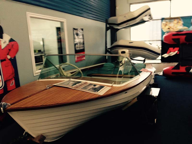 1962 Fi-Glass Fisherman on display at NZ Boat Show